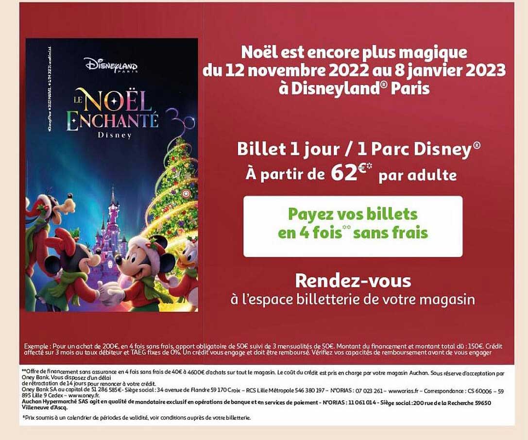 Promo Billet 1 Jour-1 Parc Disney chez Auchan - iCatalogue.fr