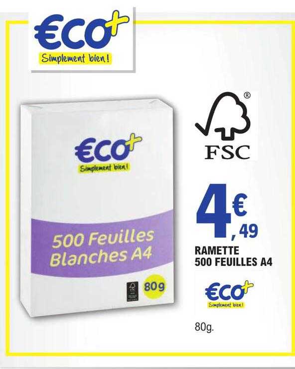 Promo Ramette 500 Feuilles A4 Eco+ chez E.Leclerc - iCatalogue.fr