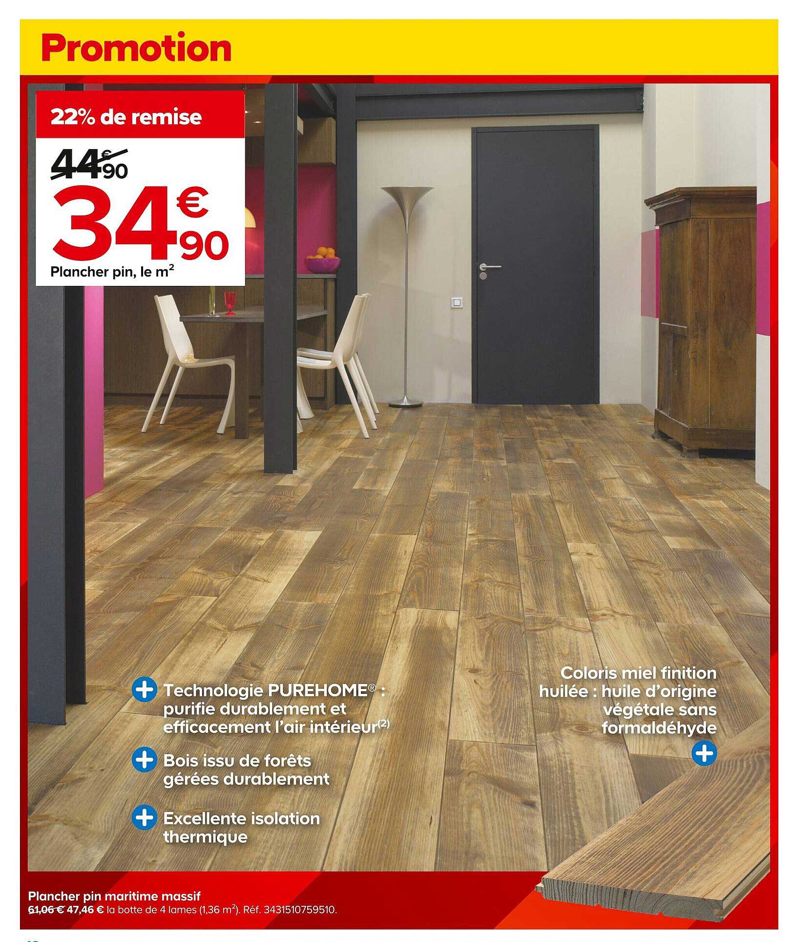 Promo Plancher Pin Maritime Massif chez Castorama - iCatalogue.fr