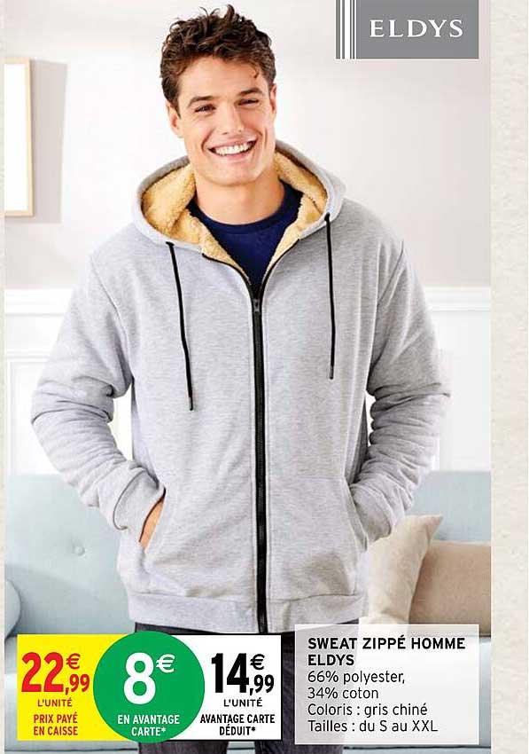 Promo Sweat Zippé Homme Eldys chez Intermarché Hyper - iCatalogue.fr
