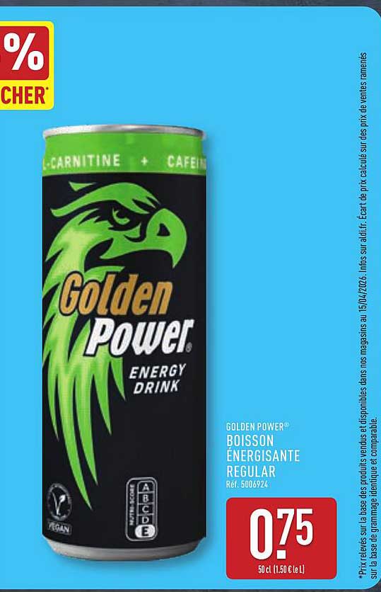 Promo Golden Power Energy Drink chez Aldi - iCatalogue.fr