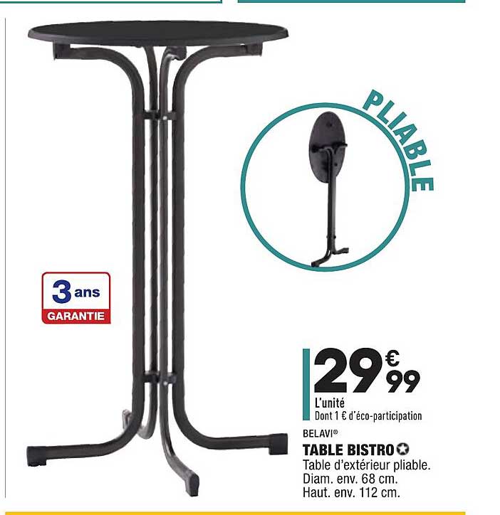 Promo Belavi Table Bistro chez Aldi - iCatalogue.fr