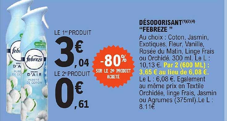 Promo Désodorisant "febreze" chez E.Leclerc - iCatalogue.fr