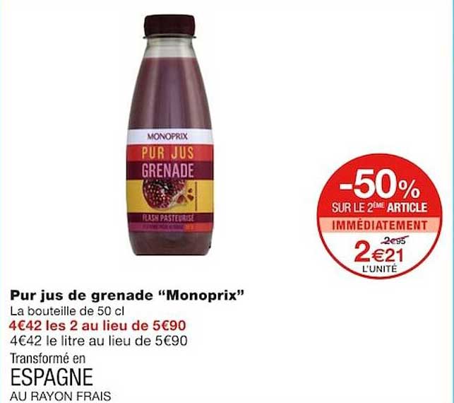 Promo Pur Jus De Grenade "monoprix" chez Monoprix - iCatalogue.fr