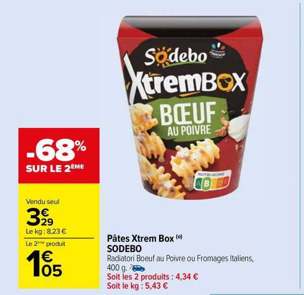 Promo Pâtes Xtrem Box Sodebo chez Carrefour Market - iCatalogue.fr