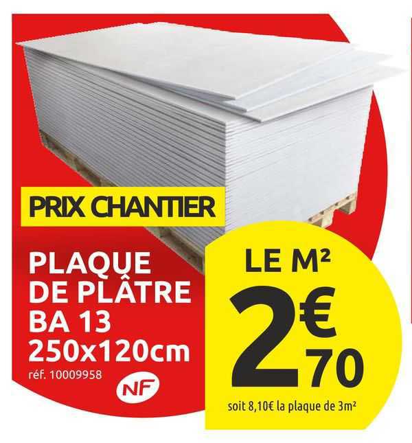 Promo Plaque De Plâtre Ba 13 250 X 120 Cm chez Mr Bricolage - iCatalogue.fr