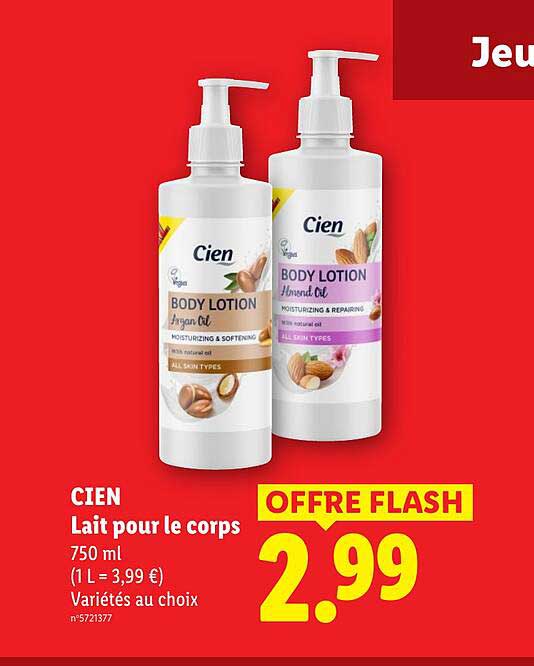 Promo CIEN Lait Pour Le Corps chez Lidl - iCatalogue.fr