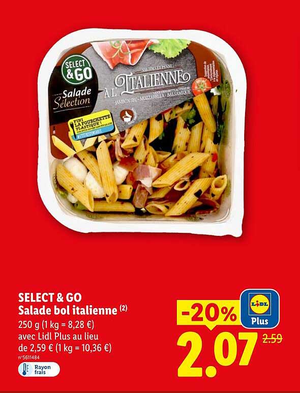 Promo SELECT & GO Salade Bol Italienne chez Lidl - iCatalogue.fr