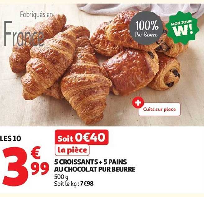 Promo 5 CROISSANTS + 5 PAINS AU CHOCOLAT PUR BEURRE chez Auchan ...
