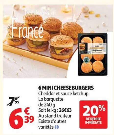 Promo 6 MINI CHEESEBURGERS chez Auchan - iCatalogue.fr