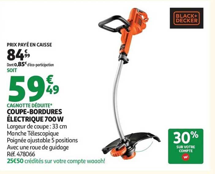 Promo BLACK+DECKER COUPE-BORDURES ÉLECTRIQUE 700 W chez Auchan ...