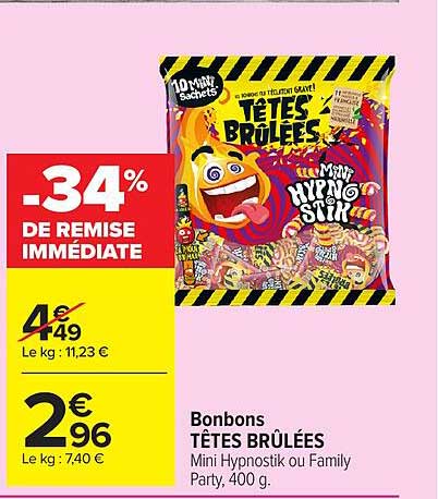 Promo Bonbons TÊTES BRÛLÉES chez Carrefour - iCatalogue.fr