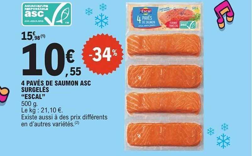 Promo Escal 4 Pavés De Saumon ASC chez E.Leclerc - iCatalogue.fr