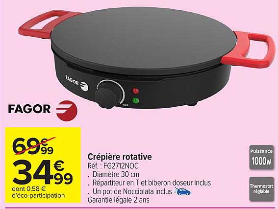 Promo FAGOR Crêpière Rotative chez Carrefour - iCatalogue.fr