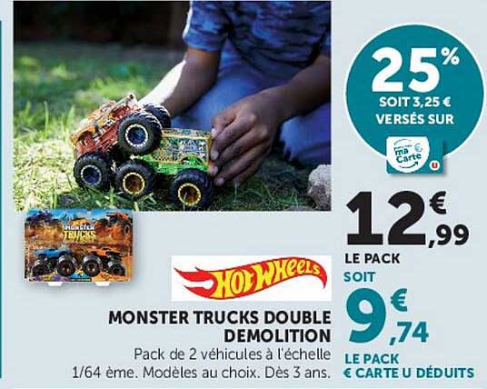 Promo HOT WHEELS MONSTER TRUCKS DOUBLE DEMOLITION chez Hyper U ...