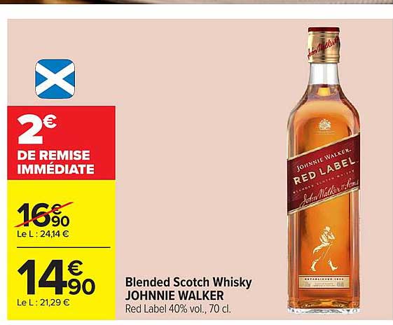 Promo JOHNNIE WALKER Red Label chez Carrefour - iCatalogue.fr