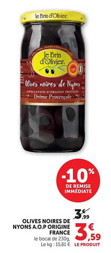 Promo Le Brin D'Olivier Olives Noires De Pays chez Super U - iCatalogue.fr