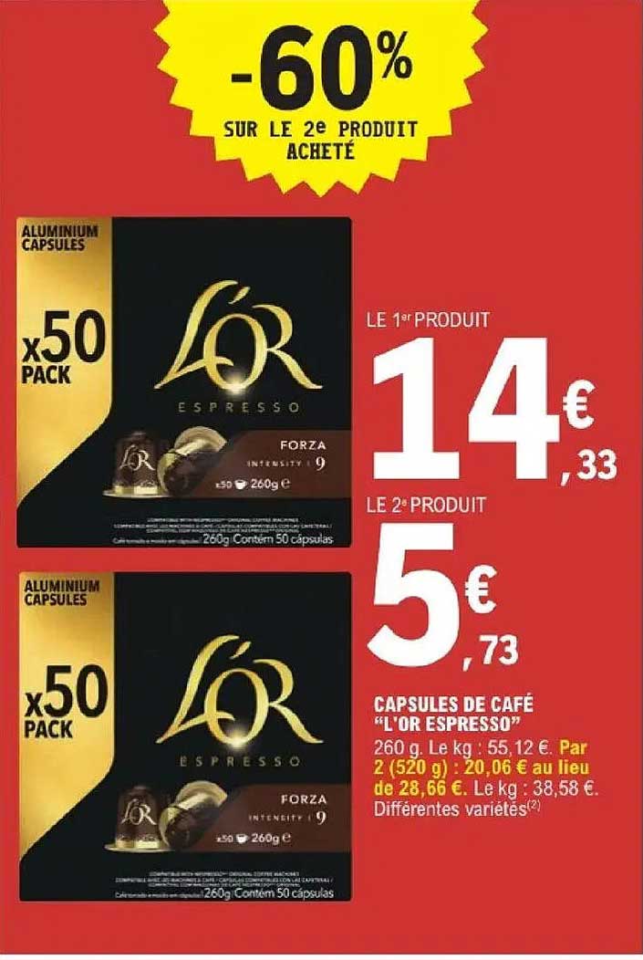 Promo L’OR Espresso Forza chez E.Leclerc - iCatalogue.fr