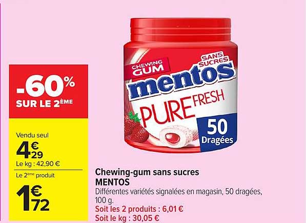Promo Mentos Pure Fresh chez Carrefour - iCatalogue.fr
