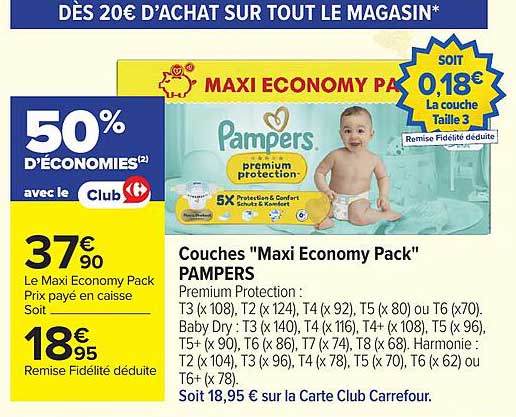 Promo Pampers Maxi Economy Pack chez Carrefour - iCatalogue.fr