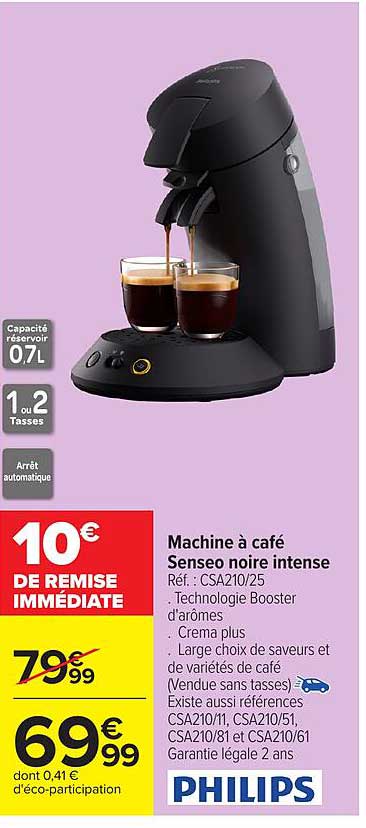 Promo PHILIPS Machine à Café Senseo Noire Intense chez Carrefour ...