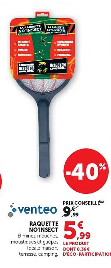Promo Venteo Raquette No'Insect chez Hyper U - iCatalogue.fr