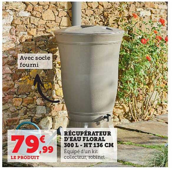 Promo Récupérateur D'eau Floral 300l - Ht 136cm chez Hyper U ...