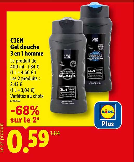 Promo CIEN Gel Douche 3 En1 Homme chez Lidl - iCatalogue.fr