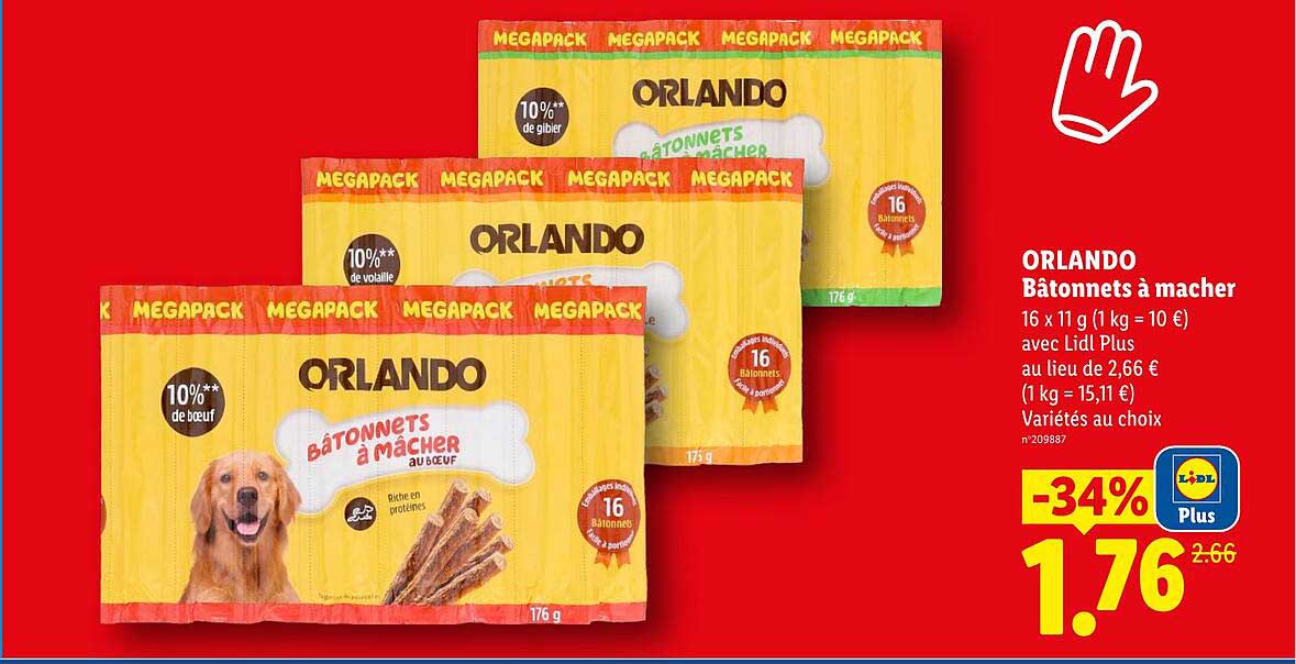 Promo ORLANDO Bâtonnets à Mâcher chez Lidl - iCatalogue.fr