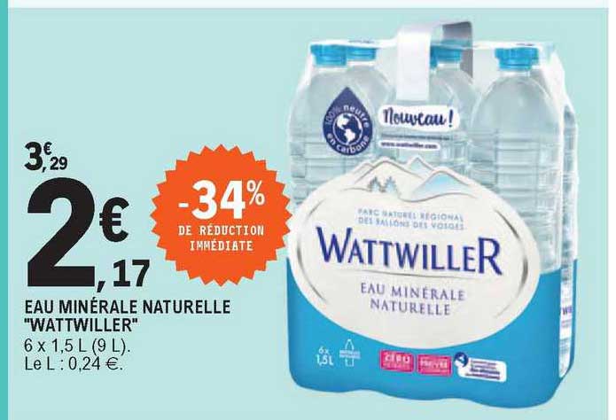 Promo Eau Minéralle Naturelle ''wattwiller" chez E.Leclerc - iCatalogue.fr
