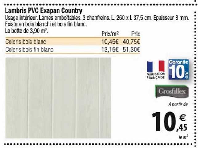 Promo Lambris Pvc Exapan Country Grosfillex chez Tridôme - iCatalogue.fr