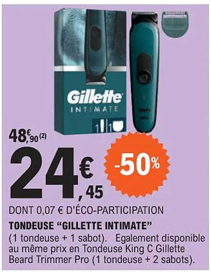 Promo Tondeuse "gillette Intimate" chez E.Leclerc - iCatalogue.fr