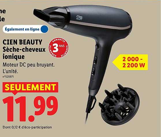 Promo CIEN BEAUTY Sèche-cheveux Ionique chez Lidl - iCatalogue.fr