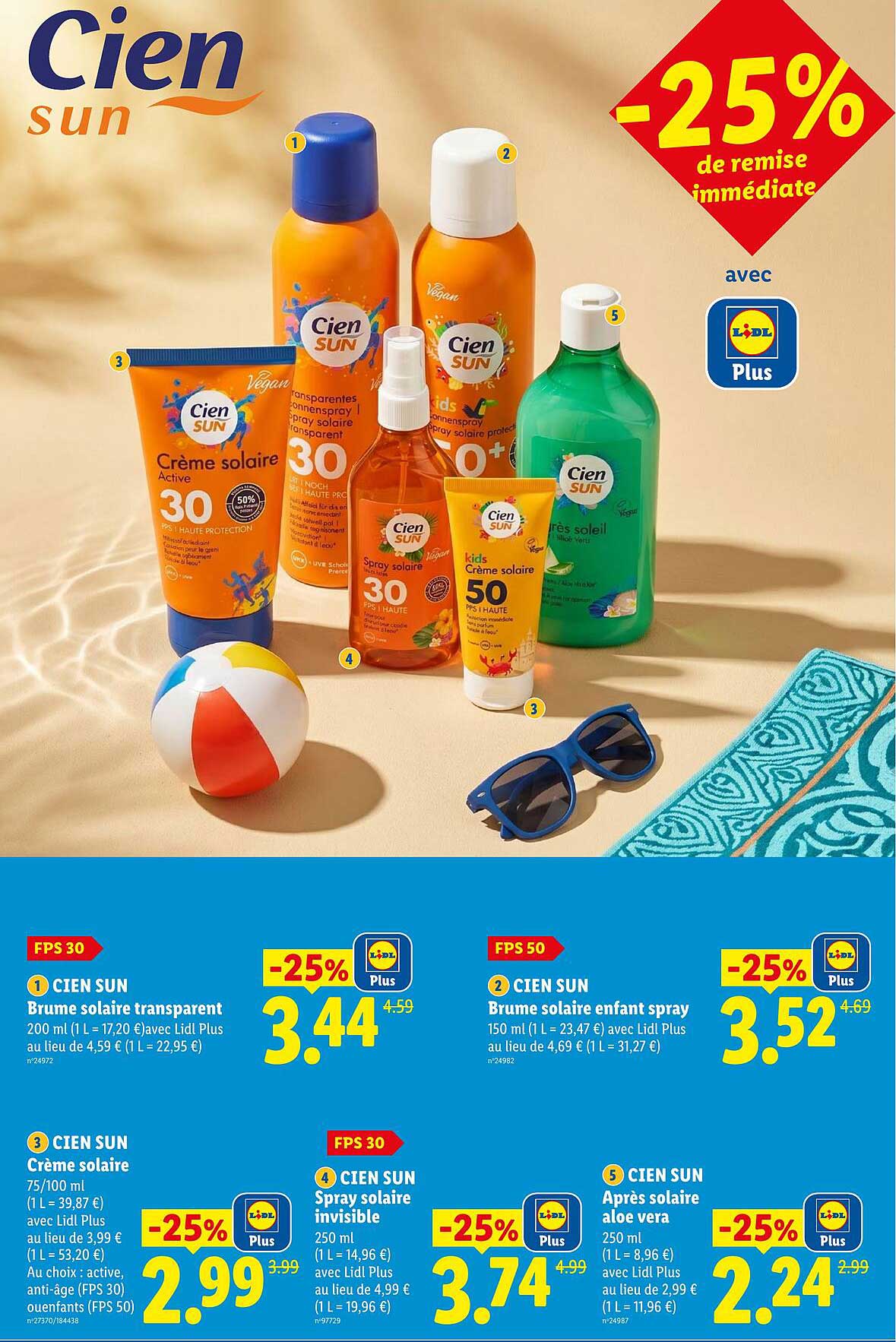 Promo CIEN SUN chez Lidl - iCatalogue.fr