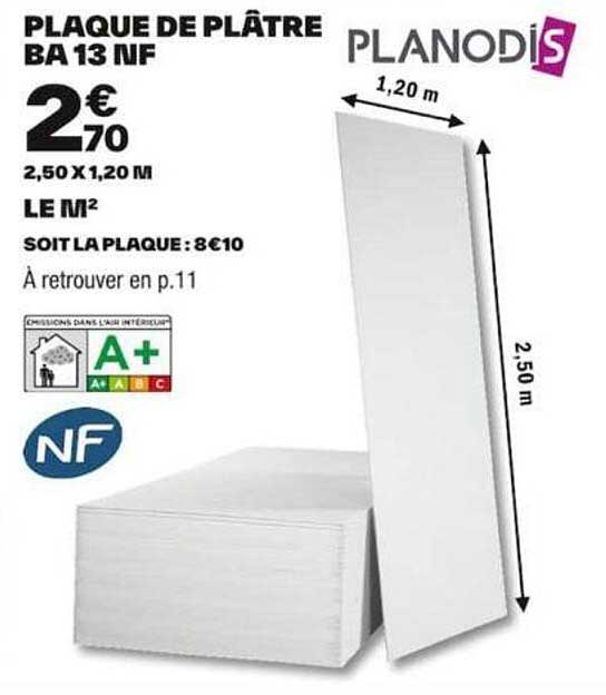 Promo Plaque De Plâtre Ba 13 Nf Planodos chez Brico Dépôt - iCatalogue.fr