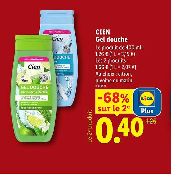 Promo CIEN Gel Douche chez Lidl - iCatalogue.fr