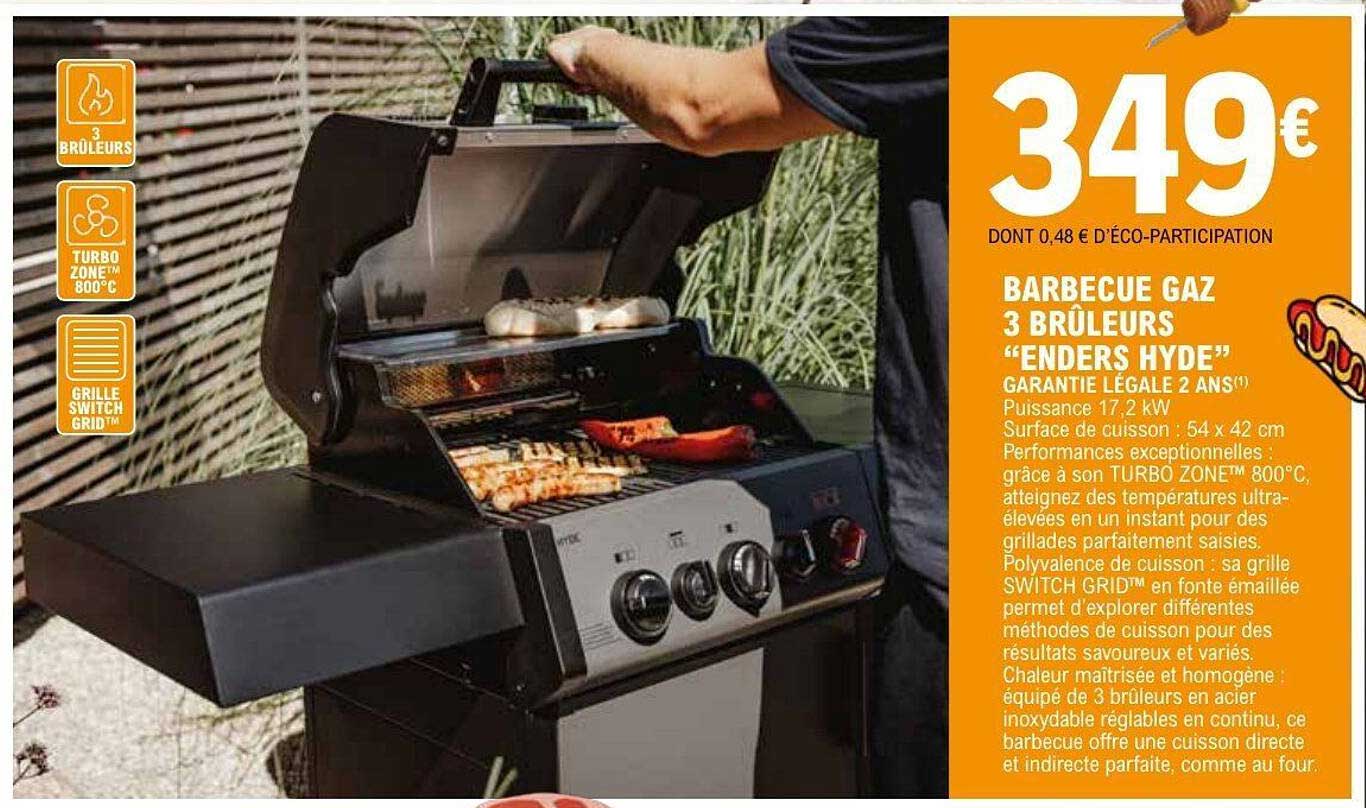 Promo Barbecue Gaz 3 Brûleurs "ENDERS HYDE chez E.Leclerc - iCatalogue.fr