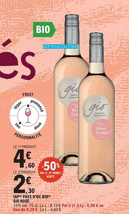 Promo GIO Le Rosé Fruité chez E.Leclerc - iCatalogue.fr