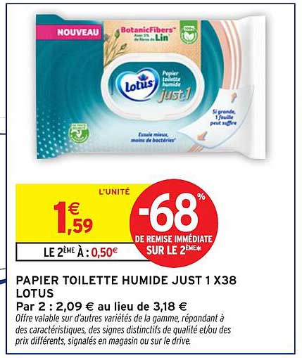 Promo Lotus JUST 1X38 chez Intermarché - iCatalogue.fr