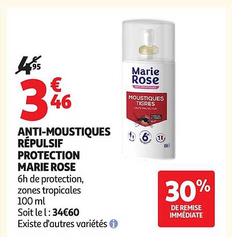 Promo Marie Rose ANTI-MOUSTIQUES RÉPULSIF PROTECTION chez Auchan ...