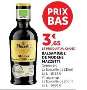 Promo Mazzetti Glassa Balsamique De Modène chez Hyper U - iCatalogue.fr