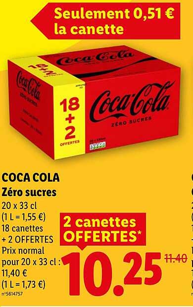 Promo COCA COLA Zéro Sucres chez Lidl - iCatalogue.fr