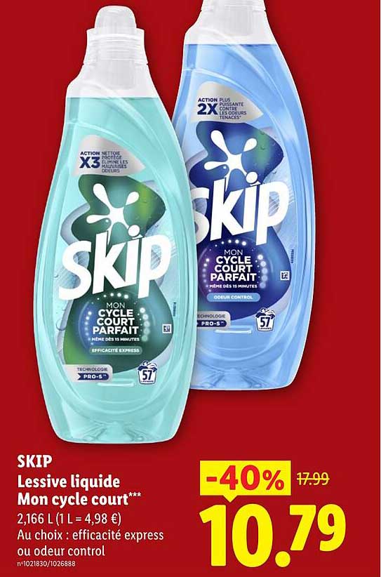 Promo SKIP Lessive Liquide Mon Cycle Court chez Lidl - iCatalogue.fr