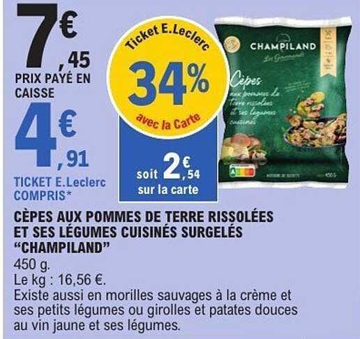 Promo CHAMPILAND Cèpes Aux Pommes De Terre Rissolées Et Ses Légumes ...