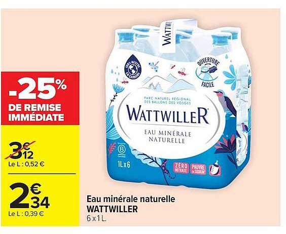 Promo WATTWILLER Eau Minérale Naturelle chez Carrefour - iCatalogue.fr