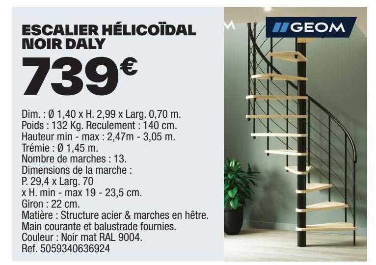 Promo Escalier Hélicoïdal Noir Daly chez Brico Dépôt - iCatalogue.fr