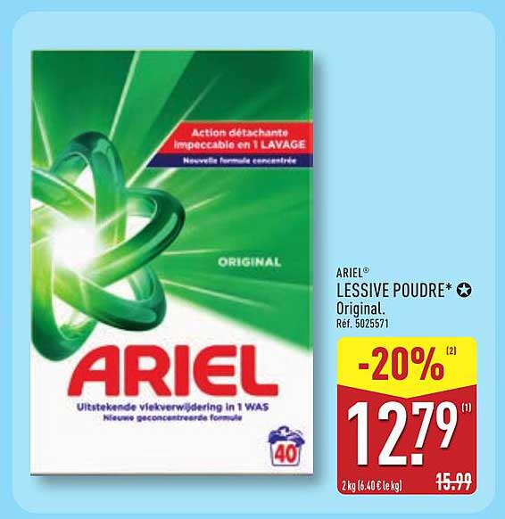 Promo ARIEL LESSIVE POUDRE ORIGINAL chez Aldi - iCatalogue.fr