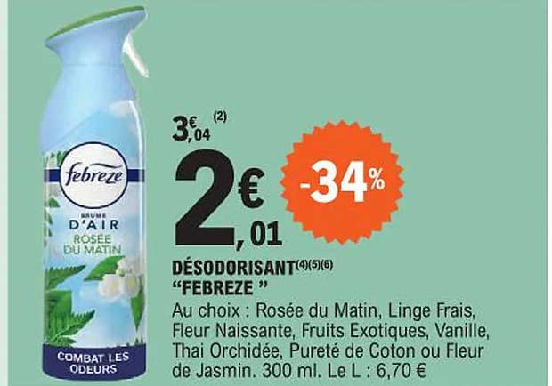 Promo Désodorisant "febreze" chez E.Leclerc - iCatalogue.fr