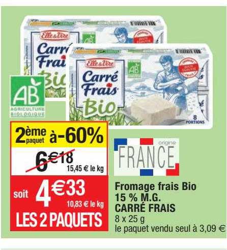 Promo Fromage Frais Bio 15% M.g. Carré Frais chez Migros France ...