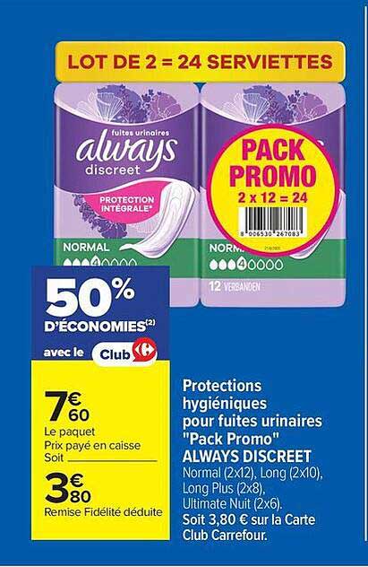 Promo Always Discreet Pack Promo chez Carrefour - iCatalogue.fr